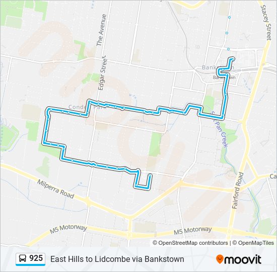 925 Route: Schedules, Stops & Maps - Bankstown Lidcombe Hosp (Updated)