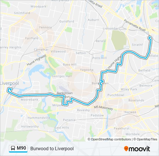 m90 Route: Schedules, Stops & Maps - Strathfield Stn (Updated)