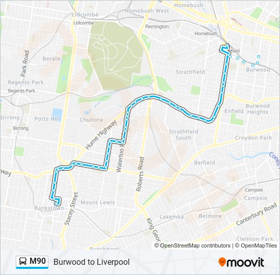 m90 Route: Schedules, Stops & Maps - Bankstown Cntrl (Updated)