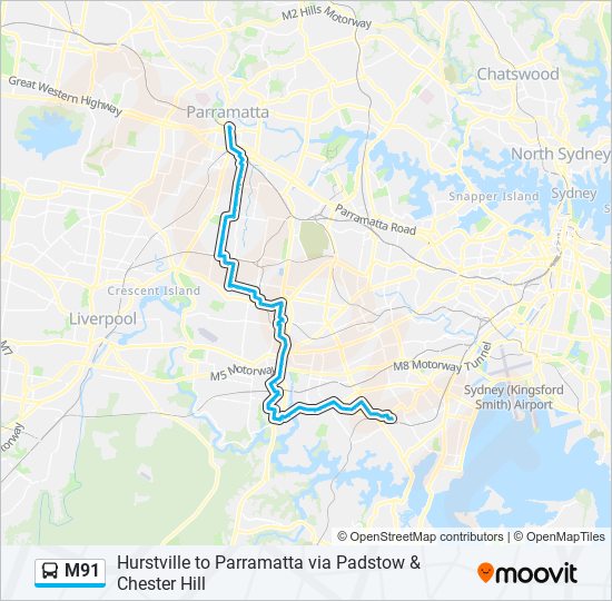 m91 Route: Schedules, Stops & Maps - Parramatta Stn (Updated)