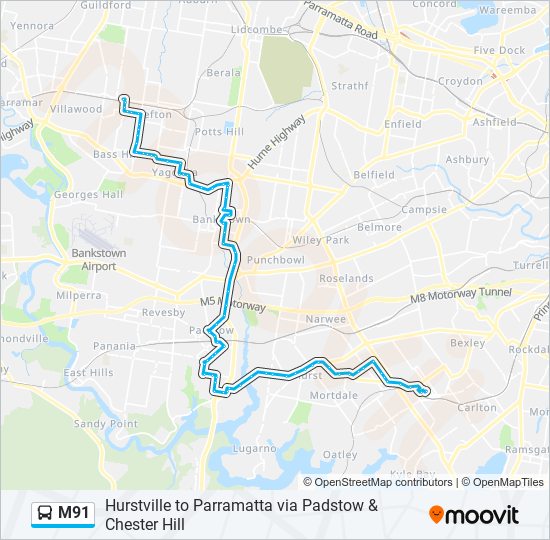 m91 Route: Schedules, Stops & Maps - Chester Hill Stn (Updated)