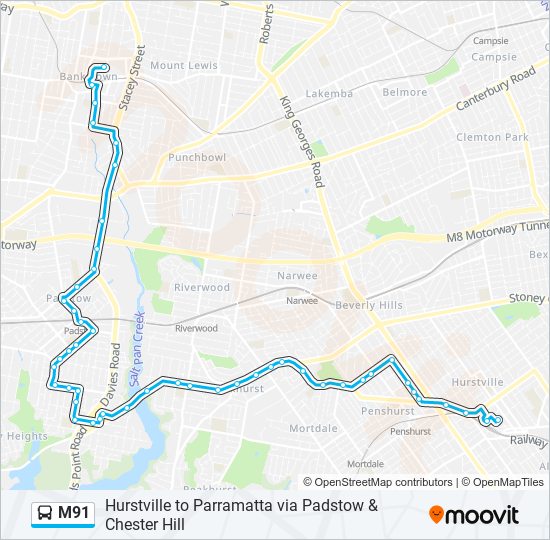 m91 Route: Schedules, Stops & Maps - The Mall opp Bankstown Central ...