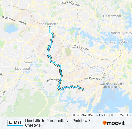 m91 Route: Schedules, Stops & Maps - Hurstville Stn (Updated)