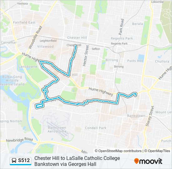 s512 Route: Schedules, Stops & Maps - Meredith St after Hume Hwy (Updated)