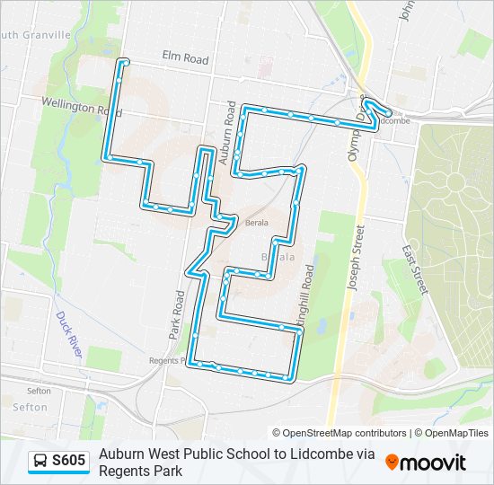 s605 Route: Schedules, Stops & Maps - Lidcombe Stn (Updated)
