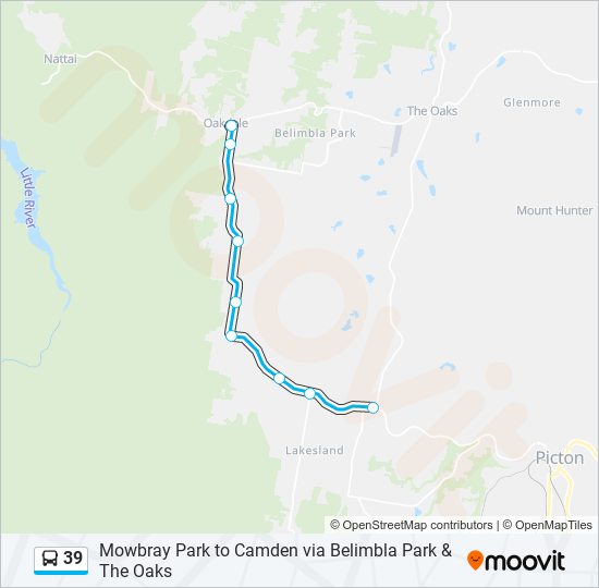 39 Route: Schedules, Stops & Maps - Burragorang Rd (Oakdale Ps) (Updated)