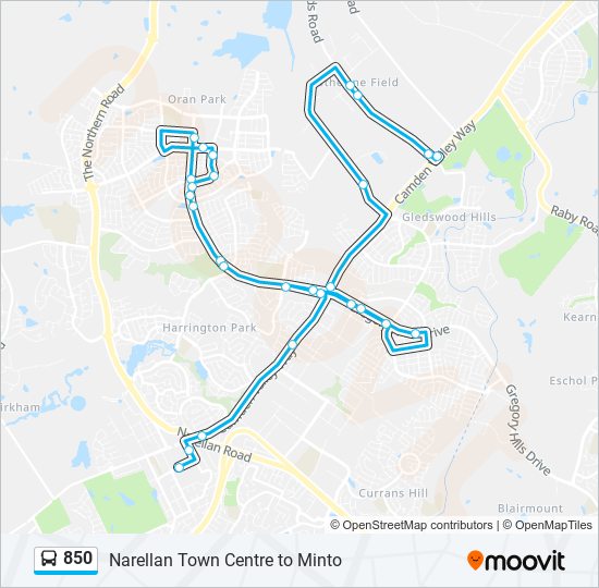 850 Route: Schedules, Stops & Maps - Camden Valley Way at Catherine ...