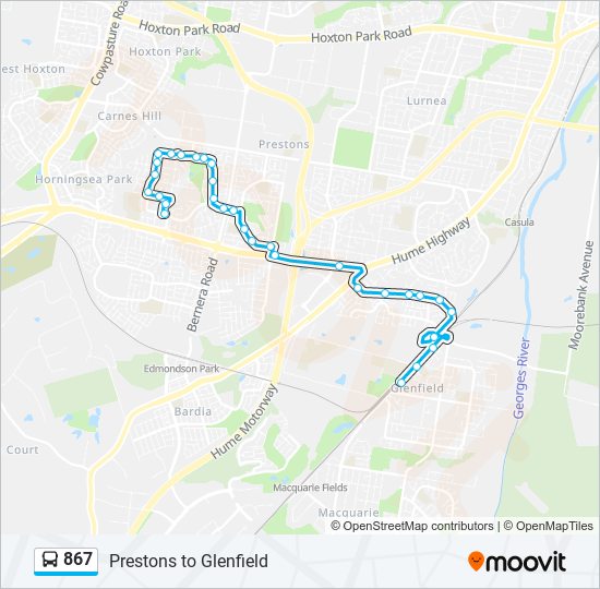 867 Route: Schedules, Stops & Maps - Railway Pde opp Glenfield Stn ...