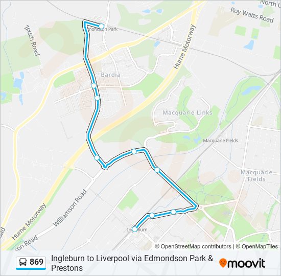 869 Route: Schedules, Stops & Maps - Edmondson Park Stn (Updated)