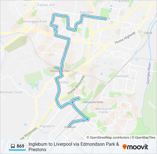 869 Route: Schedules, Stops & Maps - Ingleburn Rd after Oxford Rd (Updated)