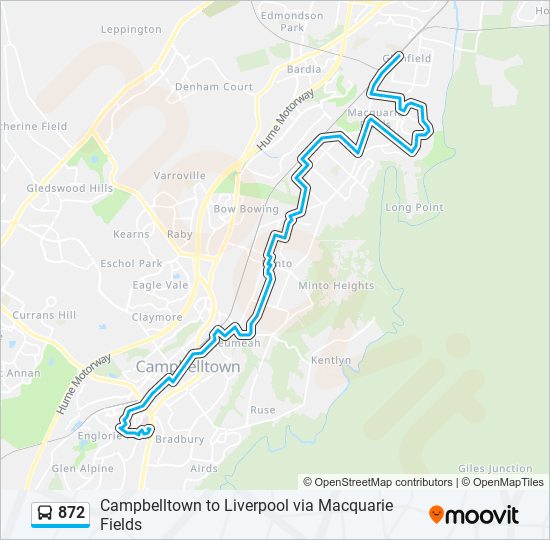 872 Route: Schedules, Stops & Maps - Glenfield Stn (Updated)