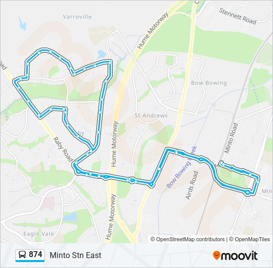 874 Route: Schedules, Stops & Maps - Minto Stn East (Updated)