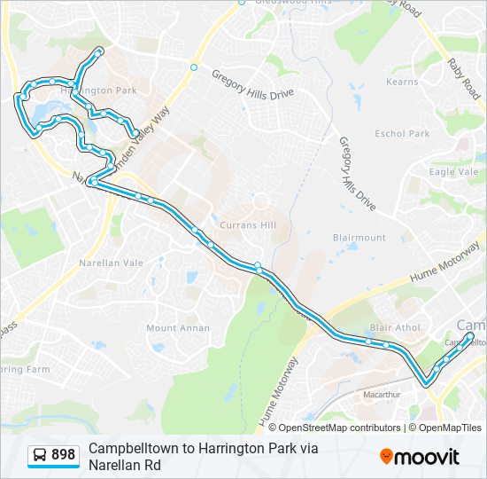 898 Route: Schedules, Stops & Maps - Campbelltown Stn (Updated)