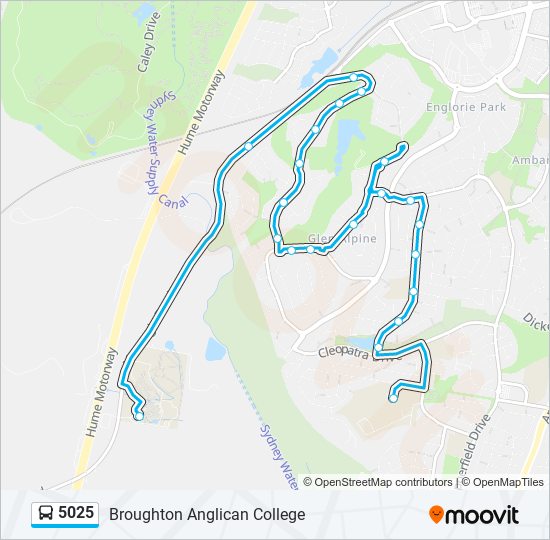 5025 Route: Schedules, Stops & Maps - Broughton Anglican College (Updated)