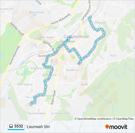 5532 Route: Schedules, Stops & Maps - Leumeah Stn (Updated)