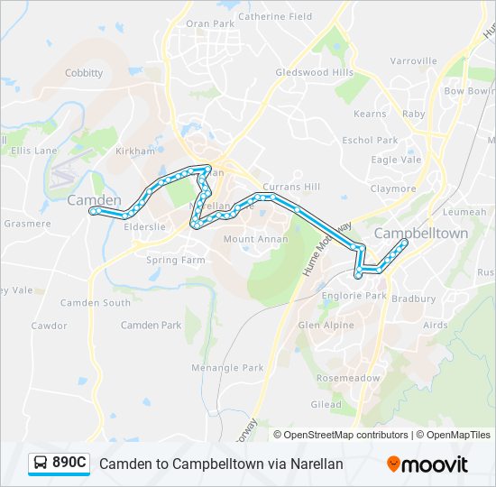 890c Route: Schedules, Stops & Maps - Campbelltown Stn (Updated)