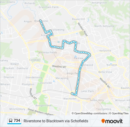 734 Route: Schedules, Stops & Maps - Blacktown (Updated) 734 Route: Schedules, Stops & Maps - Blacktown (Updated)