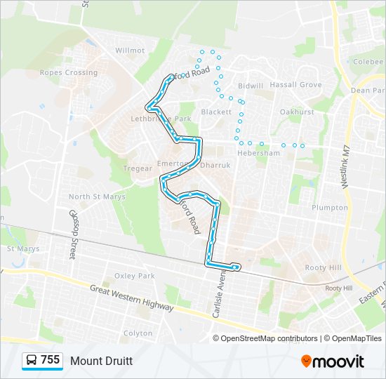 755 Route: Schedules, Stops & Maps - Mount Druitt (Updated)
