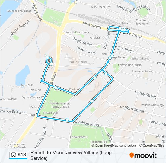s13 Route: Schedules, Stops & Maps - Penrith (Updated)