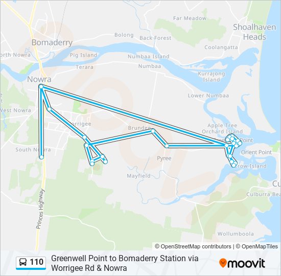 110 Route: Schedules, Stops & Maps - Bomaderry & Nowra (Updated)