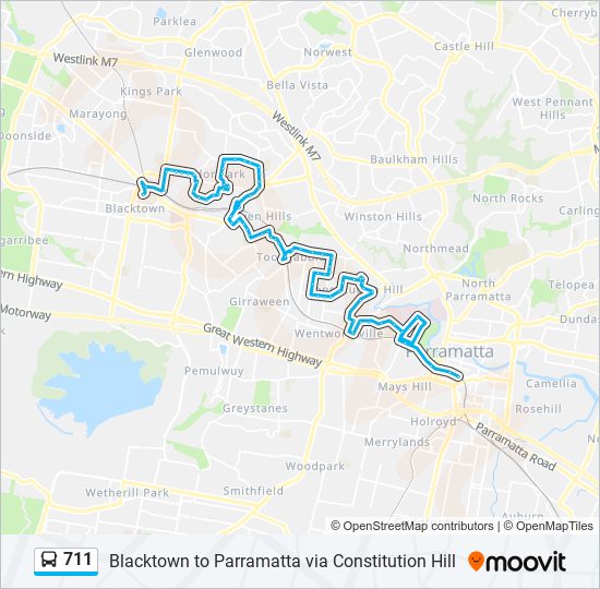 711 Route: Schedules, Stops & Maps - Westpoint Blacktown (Updated)