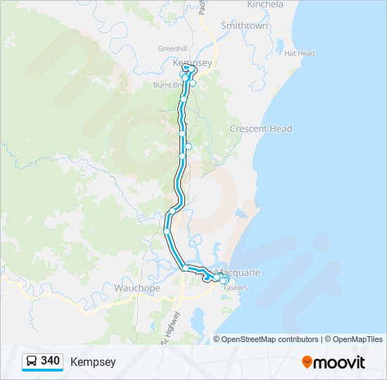 340 Route: Schedules, Stops & Maps - Kempsey (Updated)