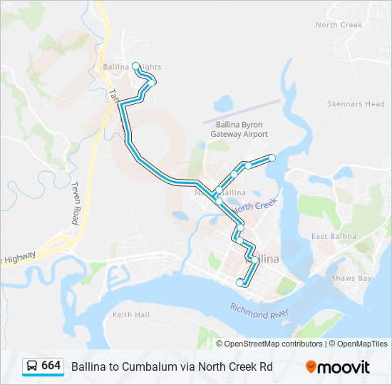 664 Route: Schedules, Stops & Maps - Ballina Coach Stop, Tamar St (Updated)