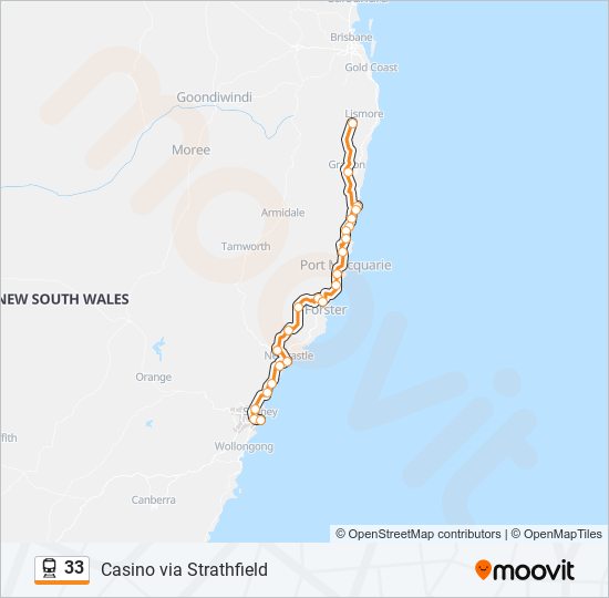 33 Route: Schedules, Stops & Maps - Casino via Strathfield (Updated)