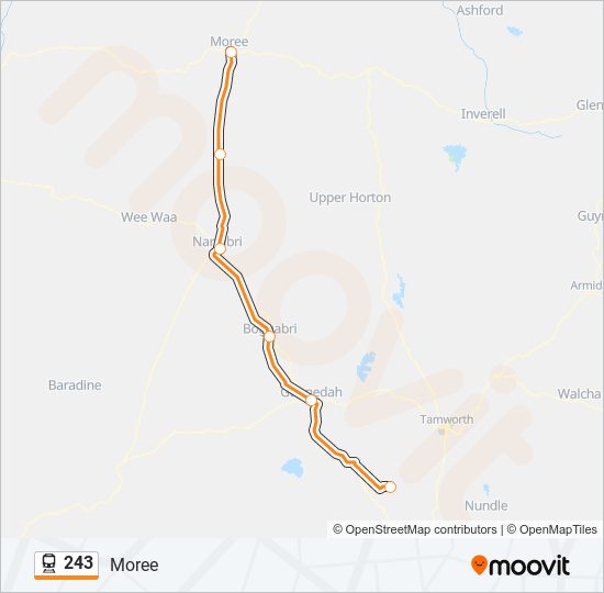 243 Route: Schedules, Stops & Maps - Moree (Updated)