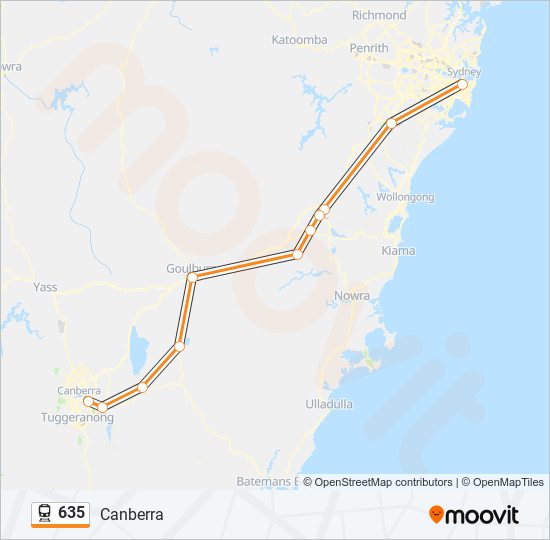 635 Route: Schedules, Stops & Maps - Canberra (Updated)