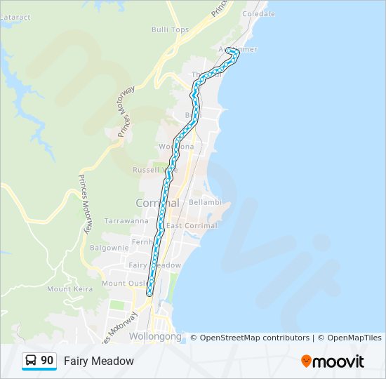 90 Route: Schedules, Stops & Maps - Fairy Meadow (Updated)