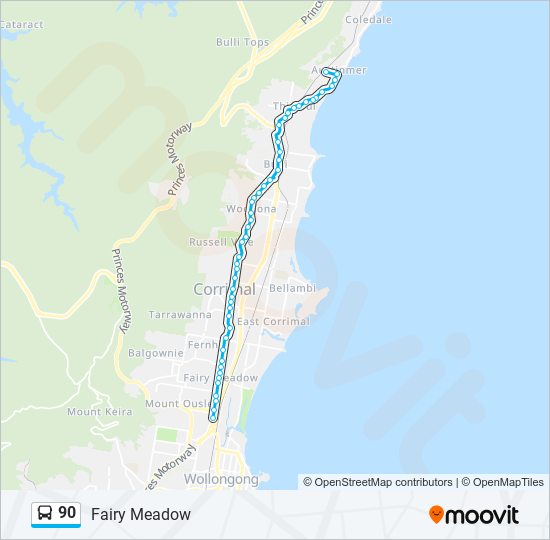 90 Route: Schedules, Stops & Maps - Fairy Meadow (Updated)
