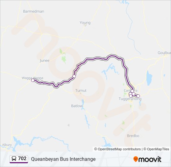 702 Route: Schedules, Stops & Maps - Queanbeyan Bus Interchange (Updated)
