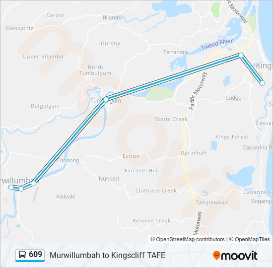 609 Route: Schedules, Stops & Maps - Kingscliff TAFE (Updated)