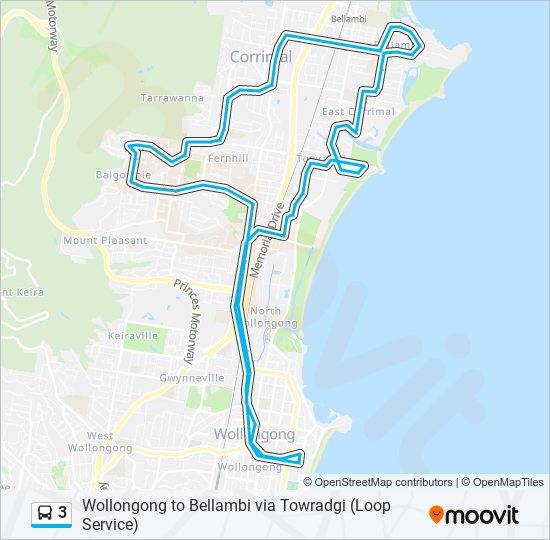 3 Route: Schedules, Stops & Maps - Wollongong (Updated)
