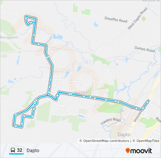 32 Route: Schedules, Stops & Maps - Dapto (Updated)