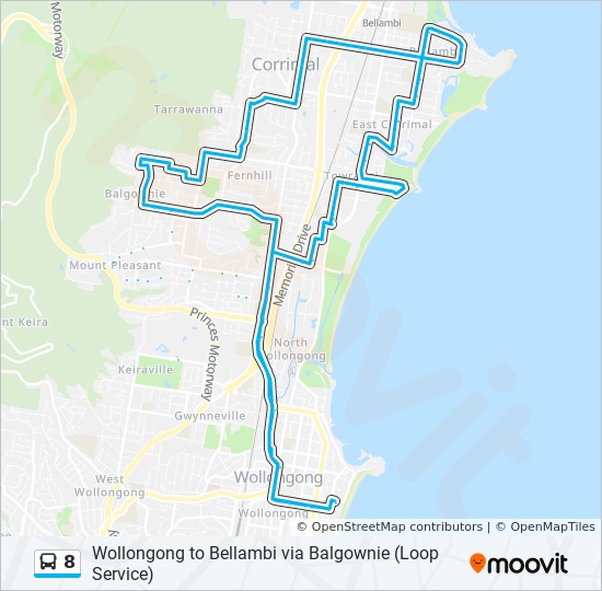 8 Route: Schedules, Stops & Maps - Wollongong