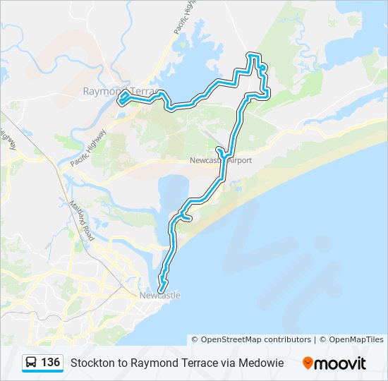 136 Route: Schedules, Stops & Maps - Raymond Terrace (Updated)