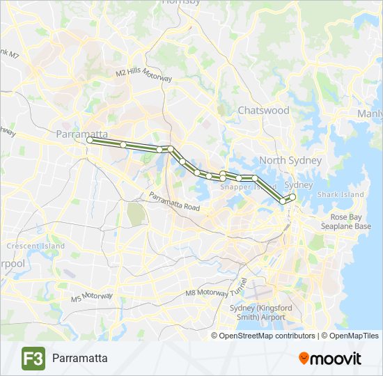 f3 Route: Schedules, Stops & Maps - Parramatta (Updated)