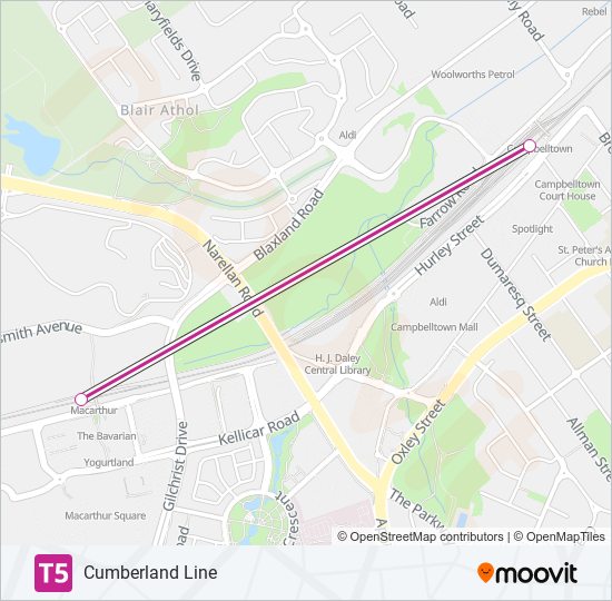 t5 Route: Schedules, Stops & Maps - Campbelltown (Updated)
