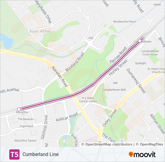 t5 Route: Schedules, Stops & Maps - Campbelltown (Updated)