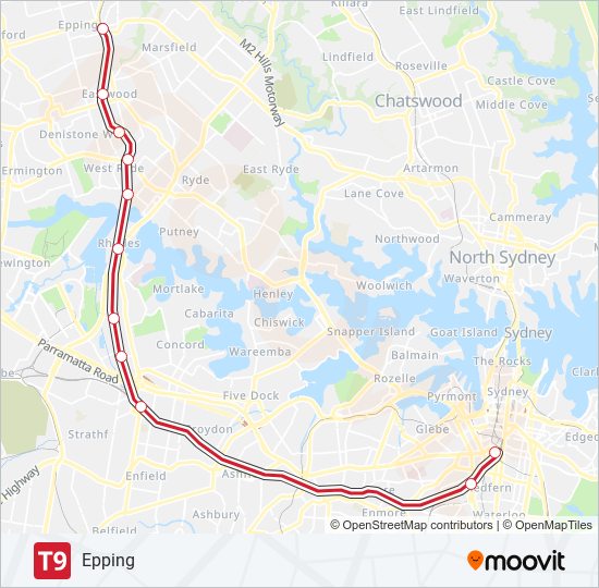 t9 Route: Schedules, Stops & Maps - Epping via Strathfield (Updated)