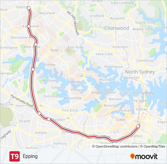 t9 Route: Schedules, Stops & Maps - Epping via Strathfield (Updated)
