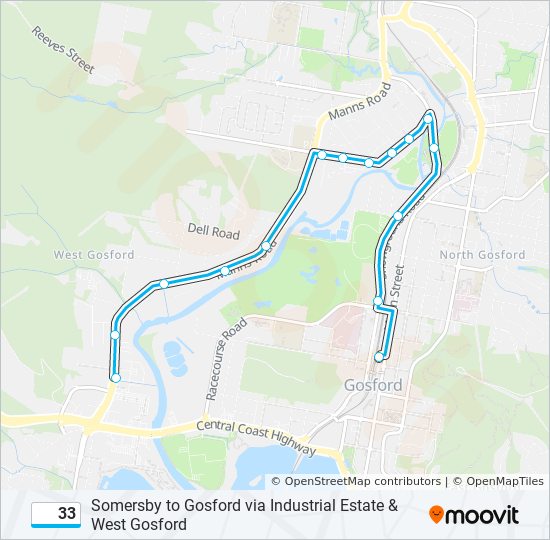 33 Route: Schedules, Stops & Maps - Gosford West (Updated)