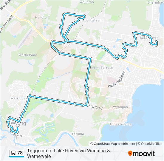 78 Route: Schedules, Stops & Maps - Wyong (Updated)