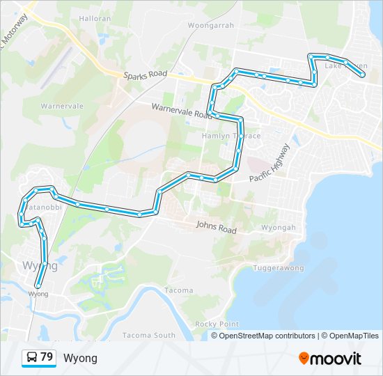 79 Route: Schedules, Stops & Maps - Wyong (Updated)