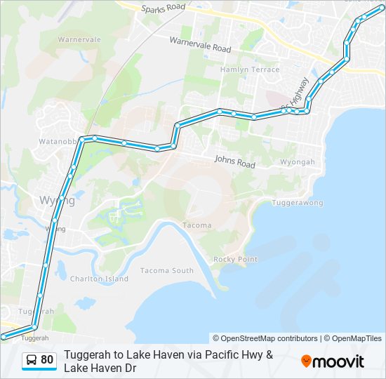 80 Route: Schedules, Stops & Maps - Tuggerah (Updated)