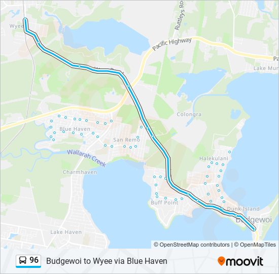 96 Route: Schedules, Stops & Maps - Wyee (Updated)