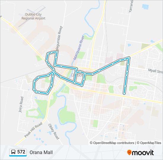 572 Route: Schedules, Stops & Maps - CBD via West Dubbo (Updated)