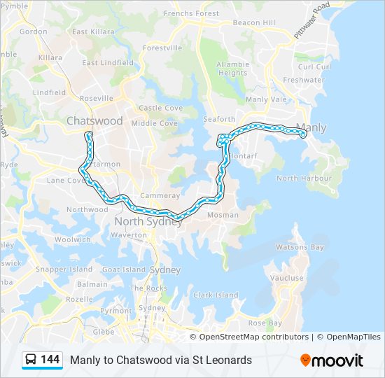 144 Route: Schedules, Stops & Maps - Manly (Updated)